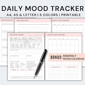 Mood Tracker Journal Printable Mood Journal Prompts for Mental Health ...