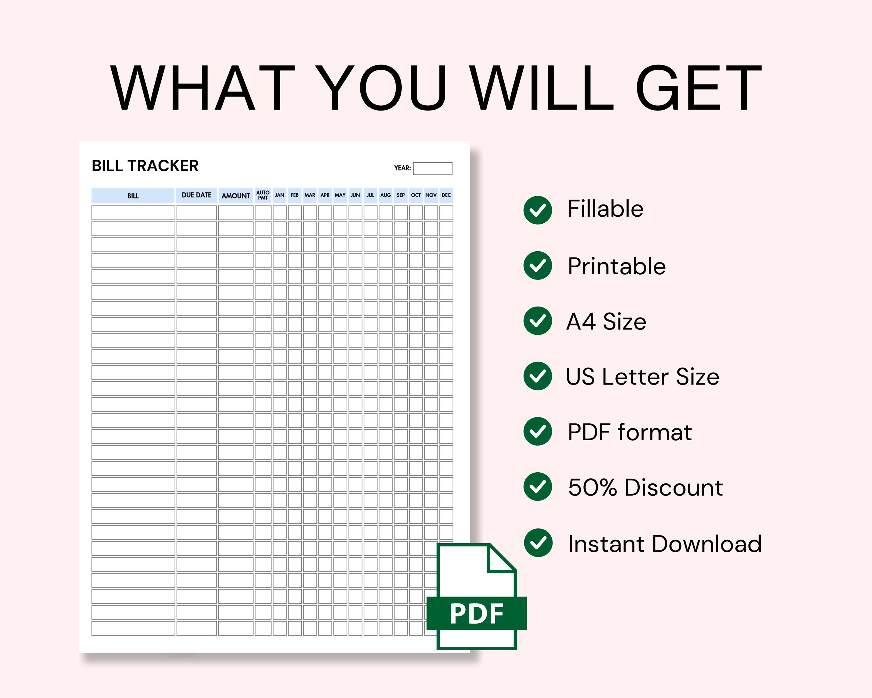 Bill Tracker Fillable Bill Payment Tracker Printable Personal Finance ...