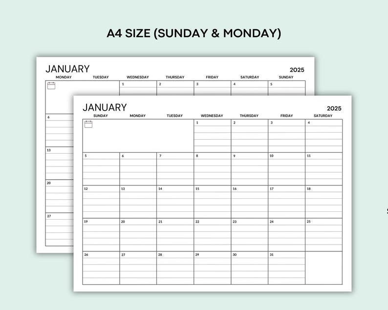 2025 Calendar Printable Lined Calendar 2025 Monthly Planner PDF Letter ...
