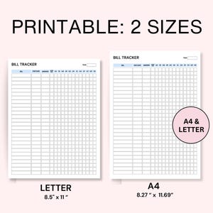 Bill Tracker Fillable Bill Payment Tracker Printable Personal Finance ...