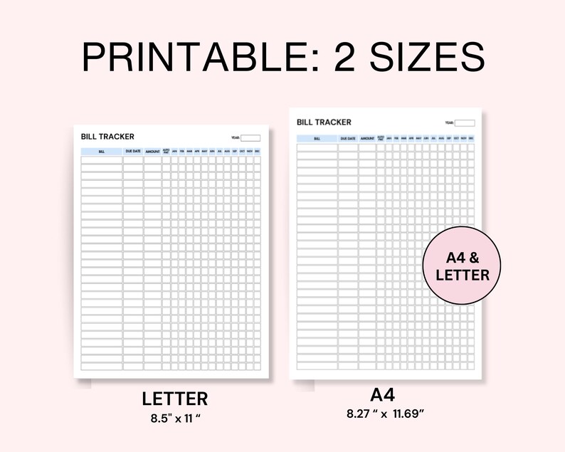 Bill Tracker Fillable Bill Payment Tracker Printable Personal Finance ...