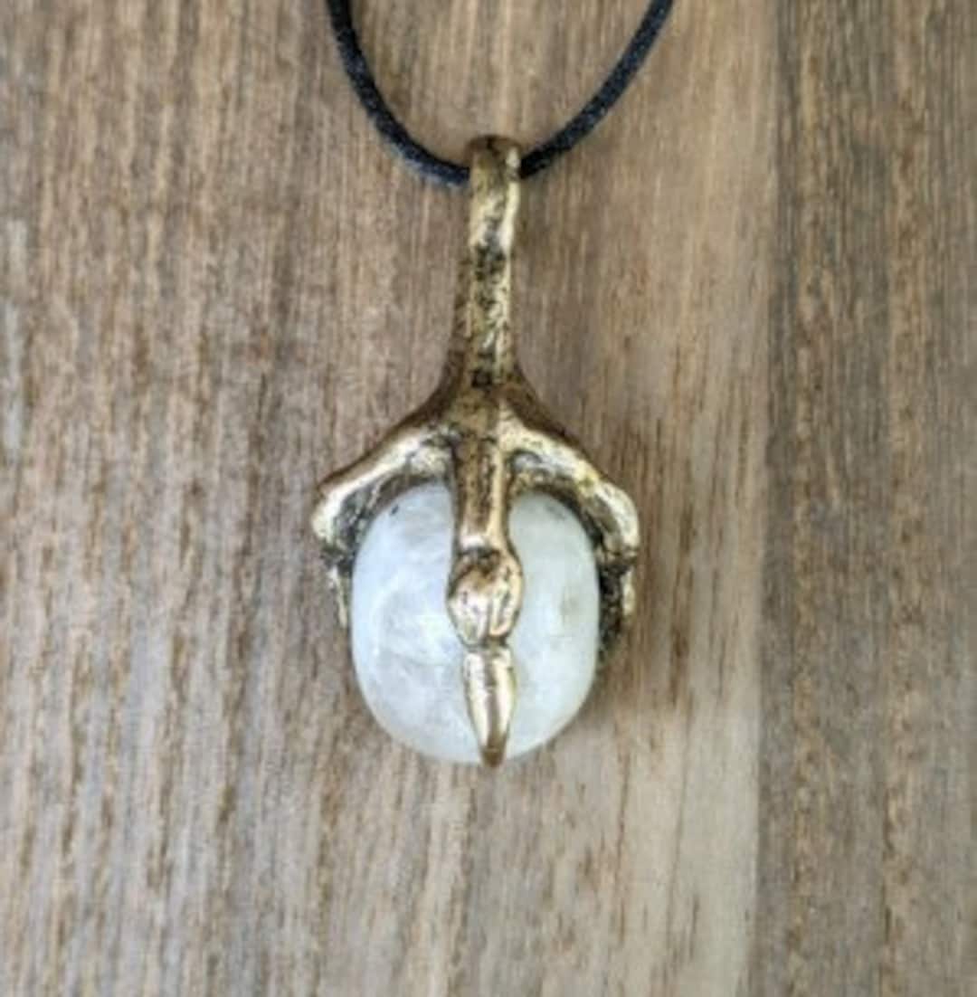 Dragon Claw Pendant in Bronze With Rainbow Moonstone - Etsy