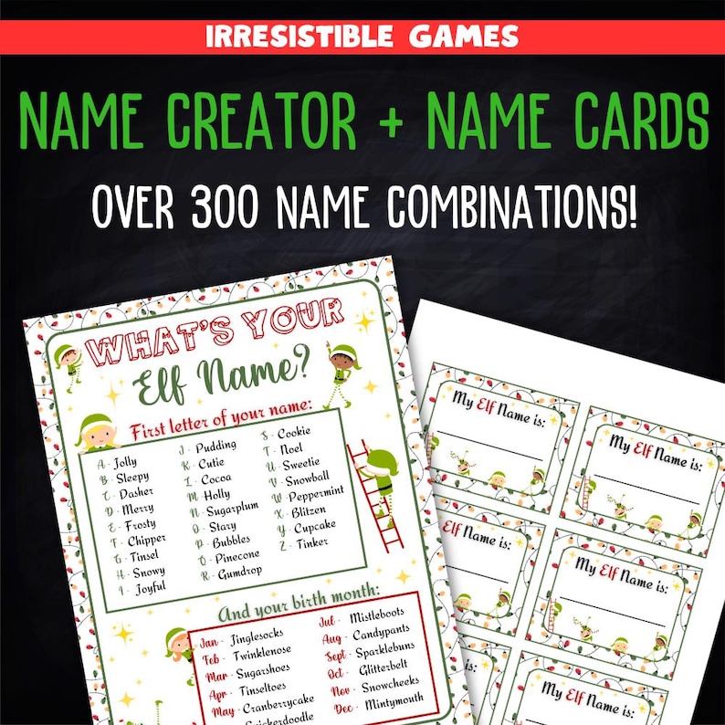 Christmas What's Your Elf Name Game + Name Tags | Christmas Name Game ...