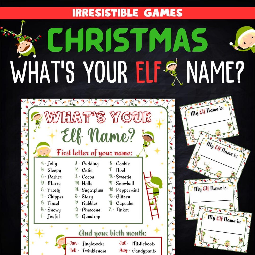 Christmas What's Your Elf Name Game + Name Tags | Christmas Name Game ...