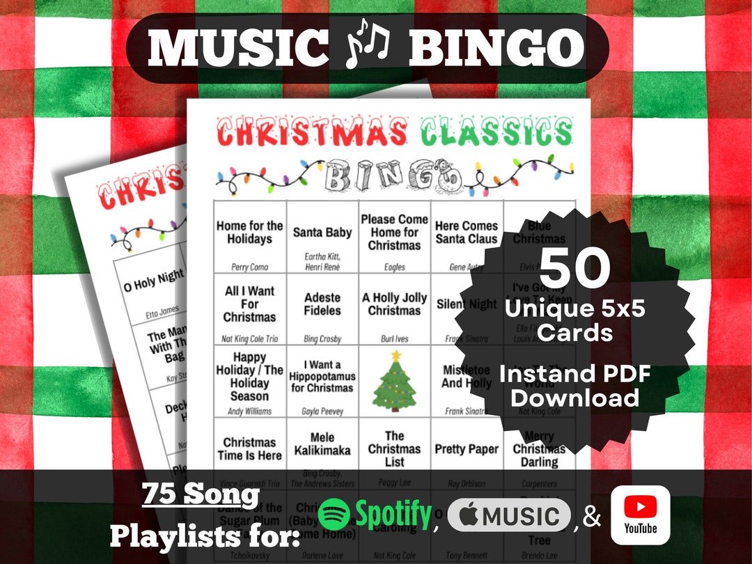 Music Bingo: Christmas Classics. Your Favorite Oldies Holiday Hits. 50 ...