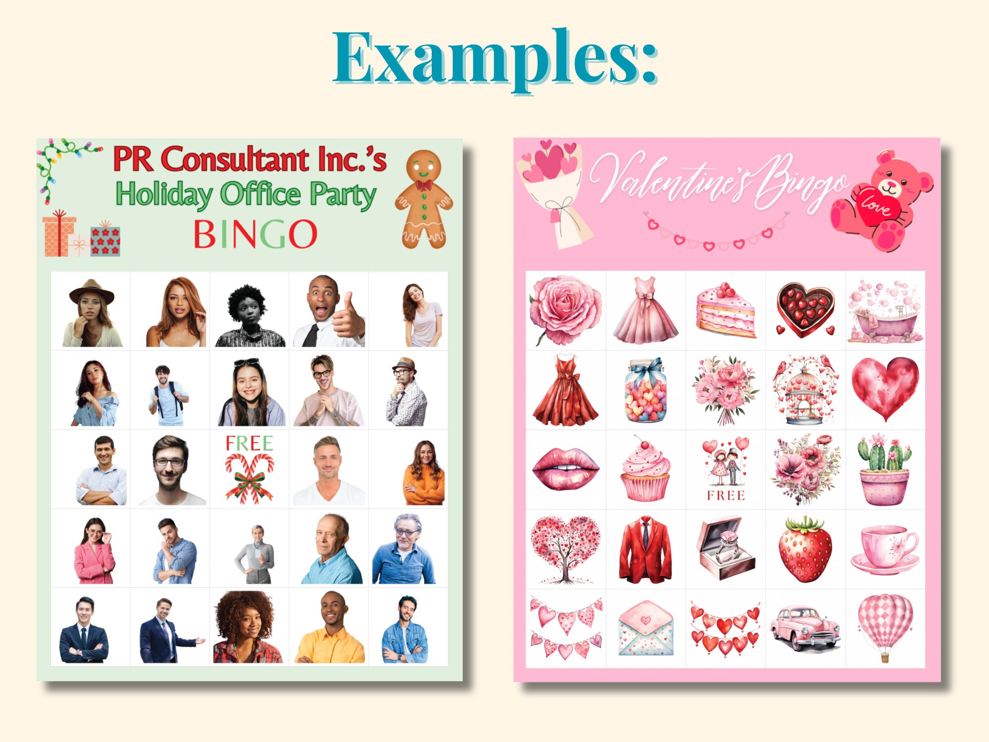 Custom Bingo Cards. 50 Card Set Personalized With Photos and 30 Bingo ...