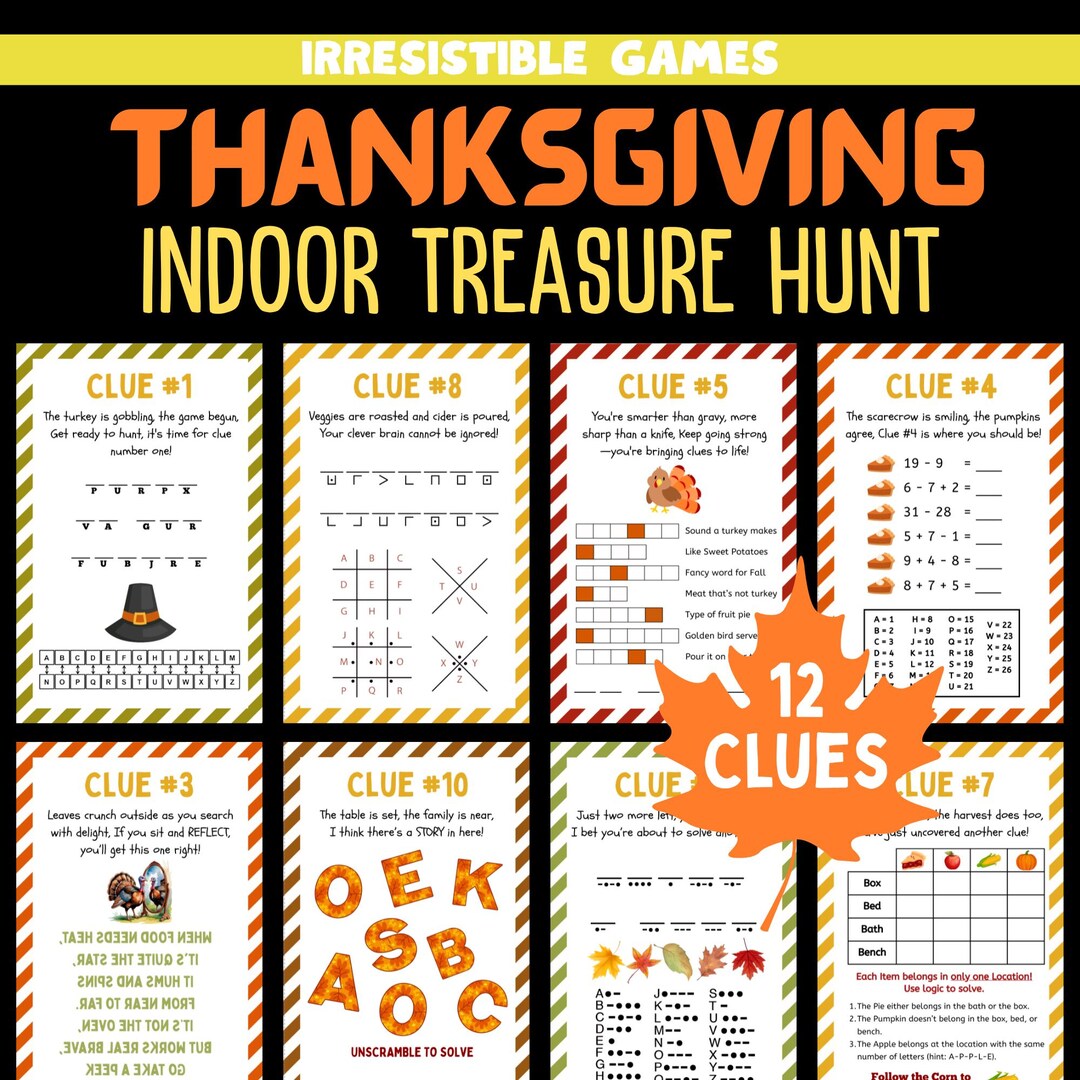 Thanksgiving Indoor Treasure Hunt for Older Kids | Kids and Teens ...