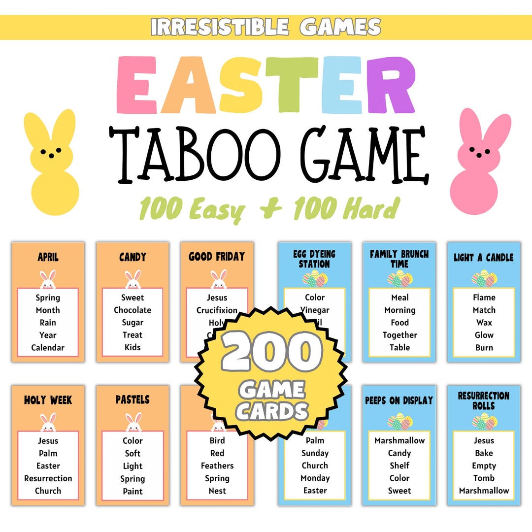 Easter Taboo Game | Forbidden Words Family Easter Game | 200 Clue Cards ...