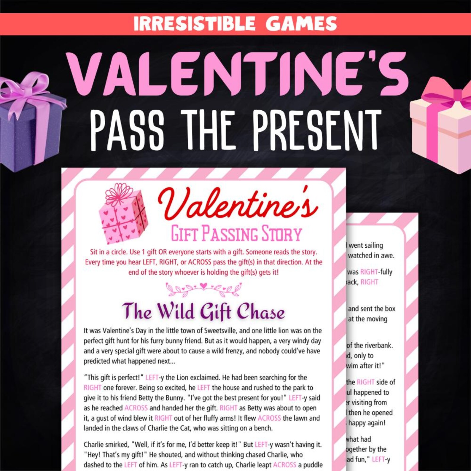 Valentine's Pass the Present | Galentine's Left Right Game | Valentines ...