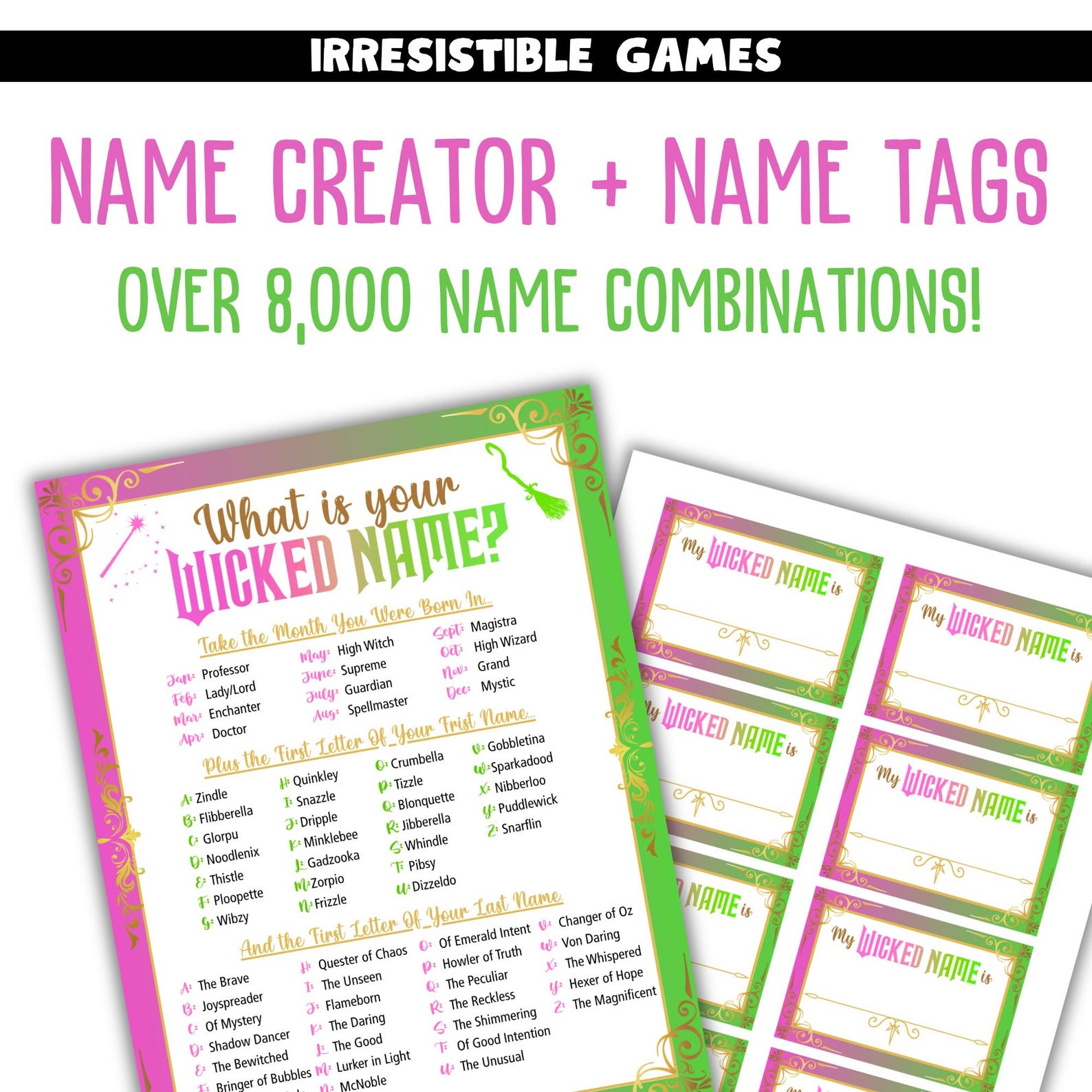 What's Your Wicked Name Game and Name Tags | Wicked Name Generator ...