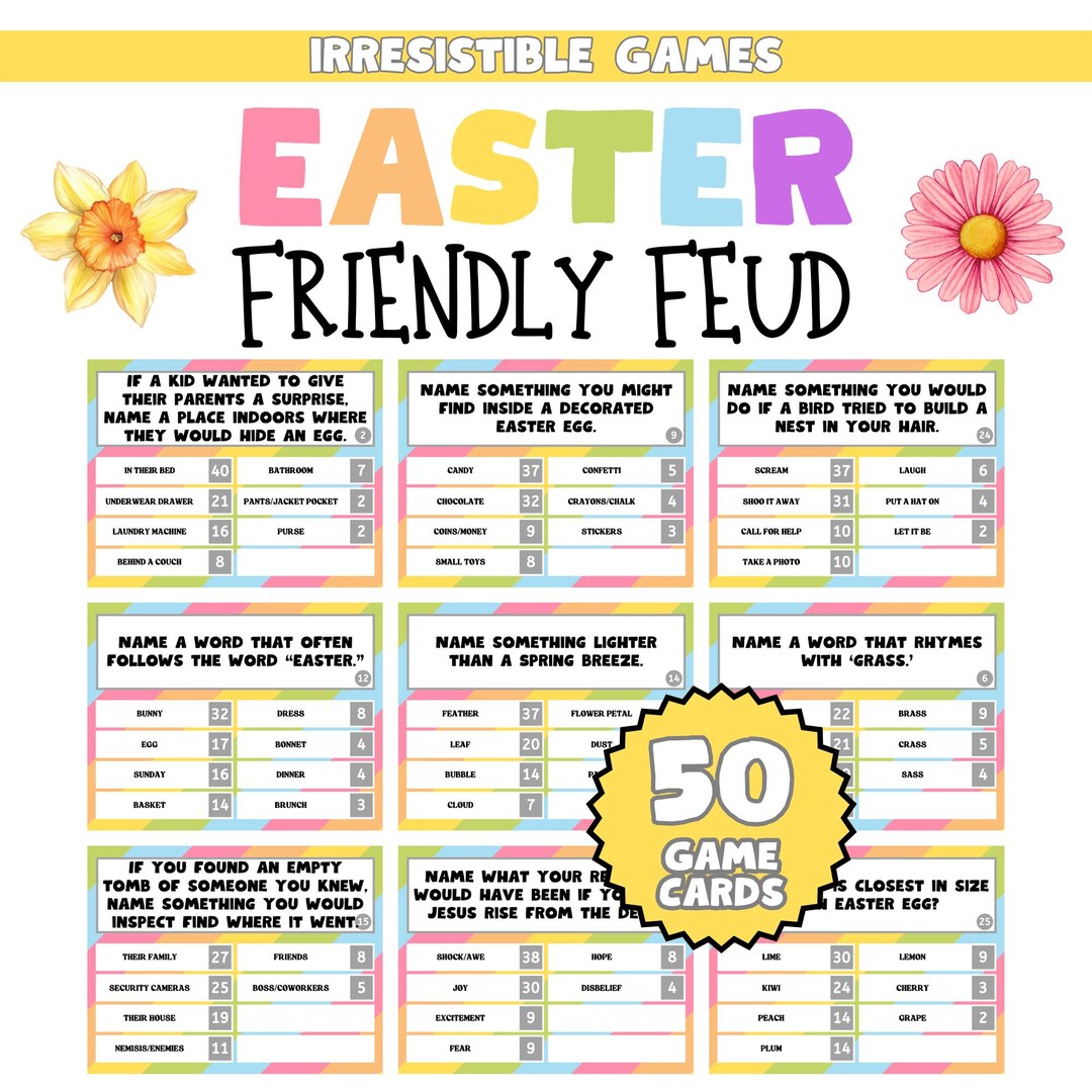 Easter Friendly Feud Game | Family Easter Game | Holiday Family Party ...