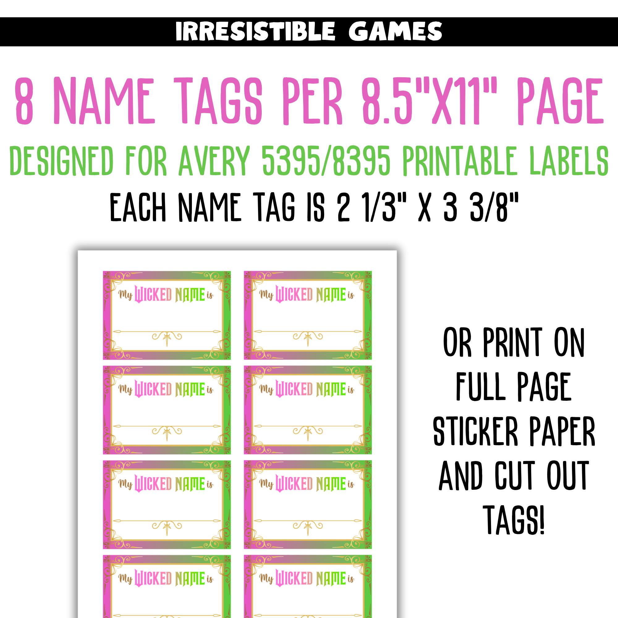 What's Your Wicked Name Game and Name Tags | Wicked Name Generator ...