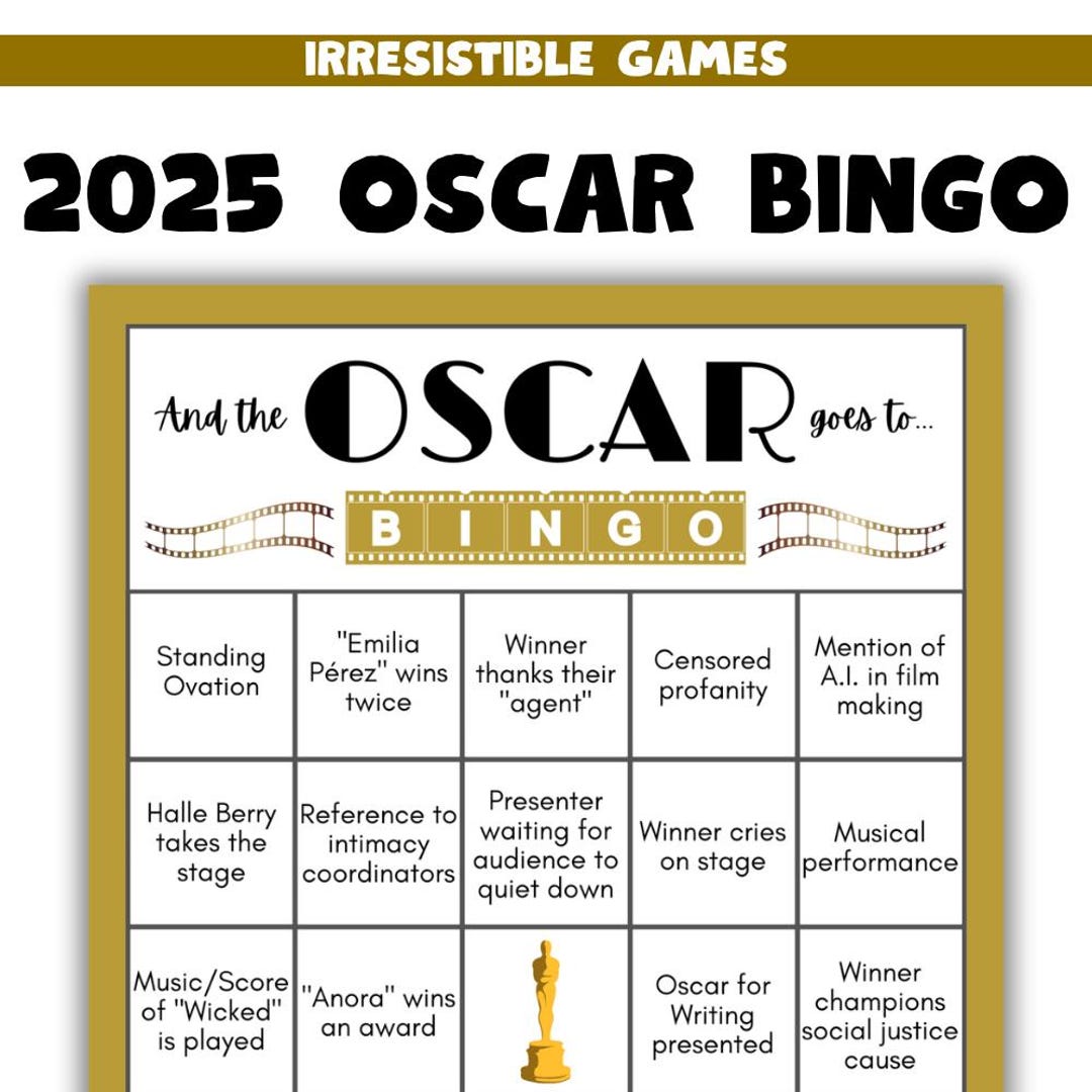 2025 Oscars Bingo | 50 Unique Cards | Oscar Party Game | Award Show Bingo | Film Watch Party ...