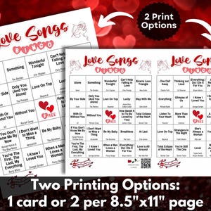 Love Songs Bingo | Valentine's Day Bingo Cards | Galentine's Day and ...