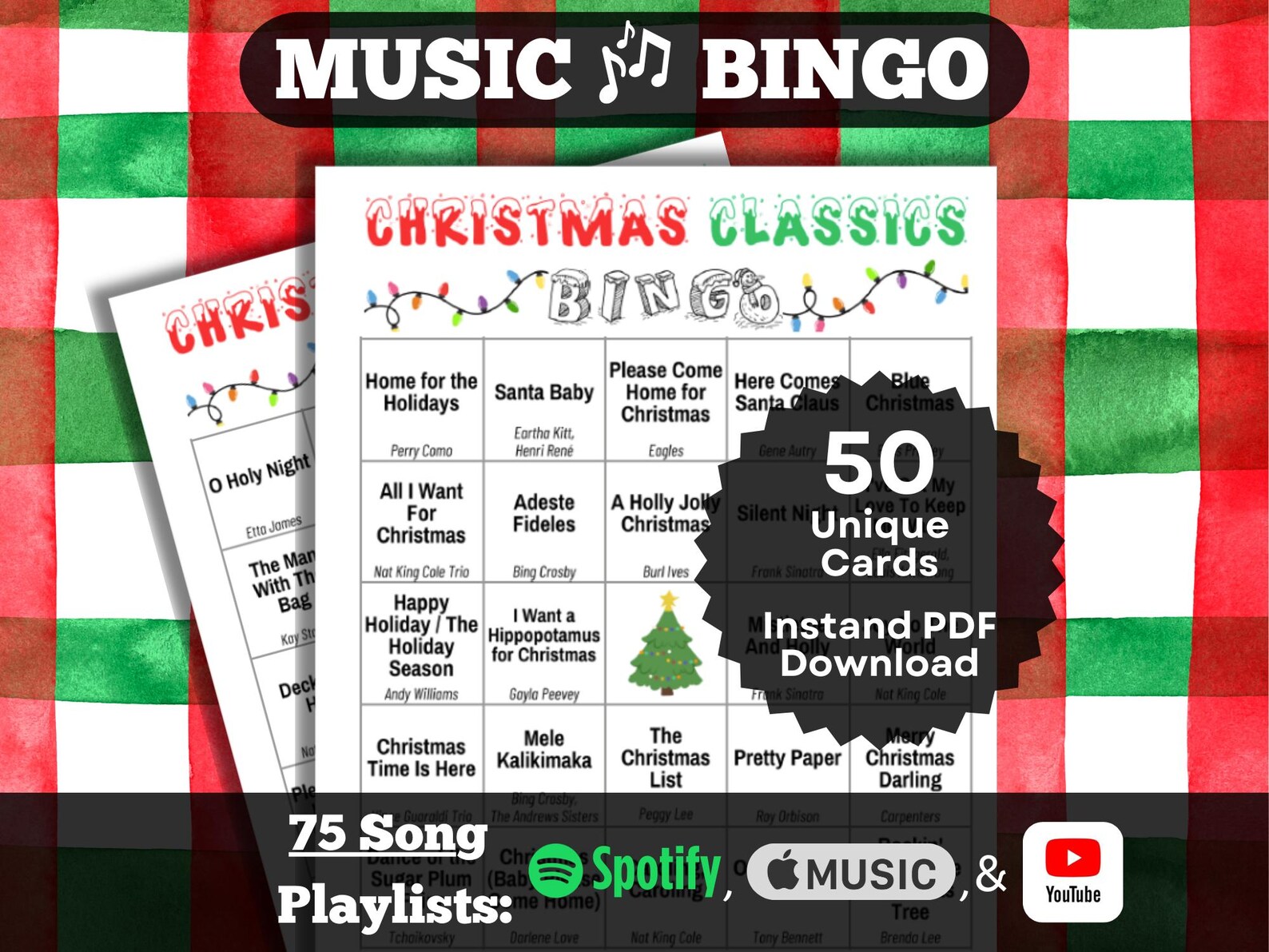 Music Bingo: Christmas Classics. Your Favorite Oldies Holiday Hits. 50 ...