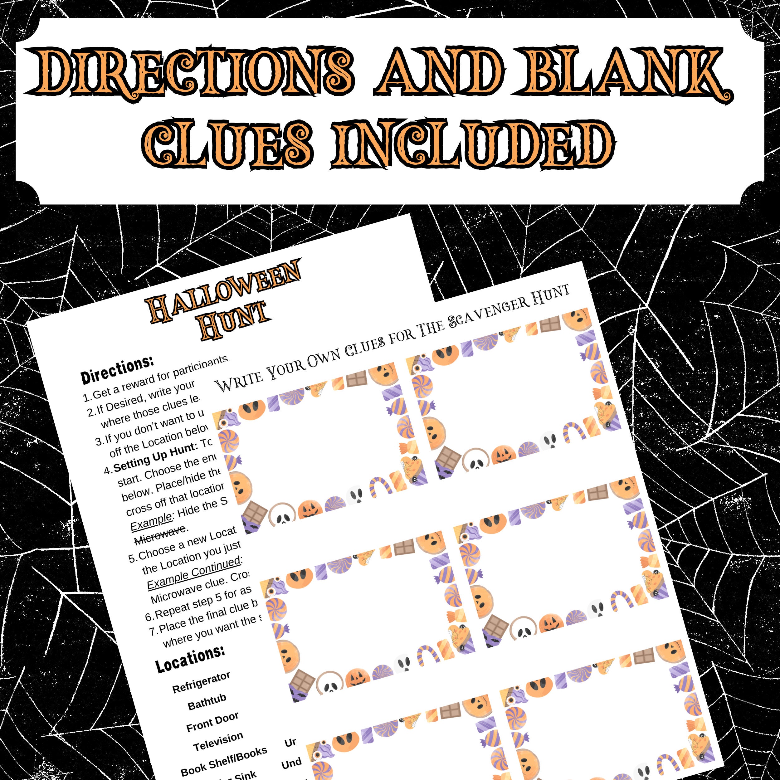 Indoor Halloween Kids Scavenger Hunt. 12 Clues Included With This ...