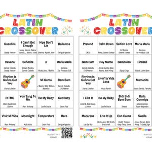 Crossover Latin Songs Bingo. Music Bingo With Latin Artists That Broke ...