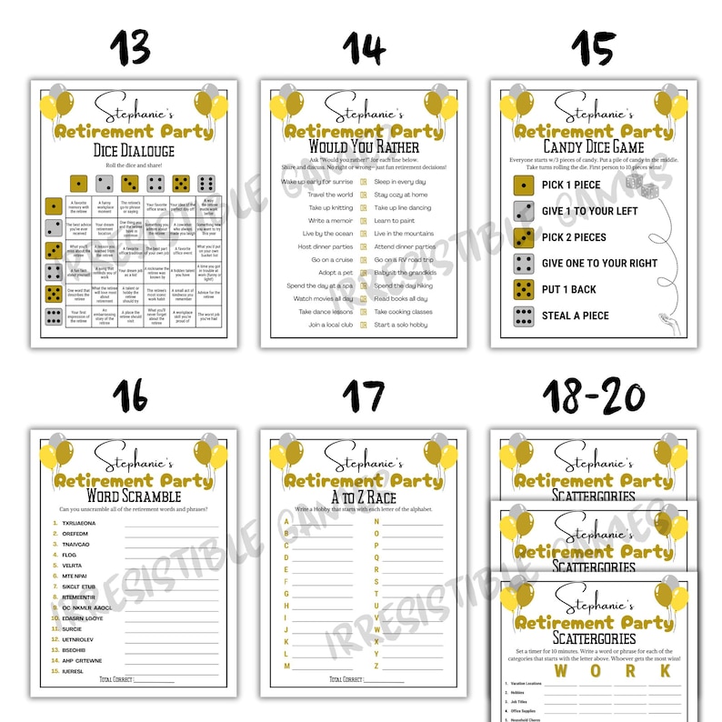 Editable Retirement Game Bundle | Printable Retirement Party Games ...
