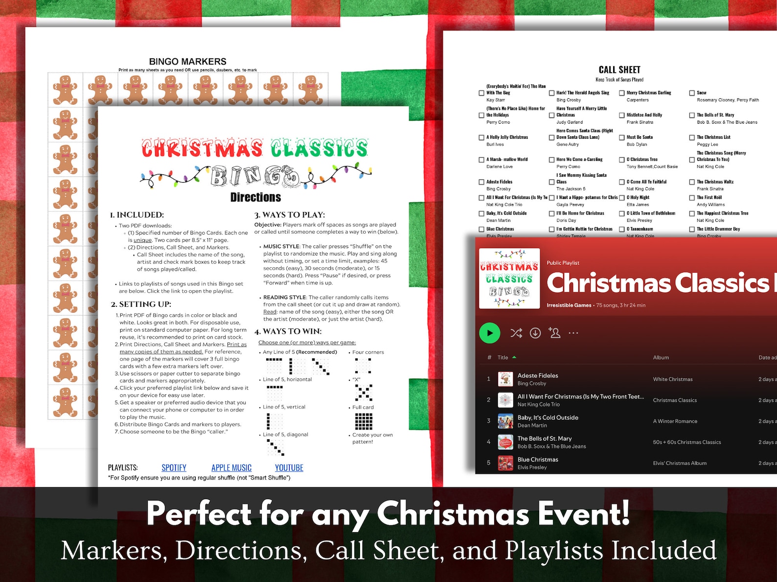 Music Bingo: Christmas Classics. Your Favorite Oldies Holiday Hits. 300 ...