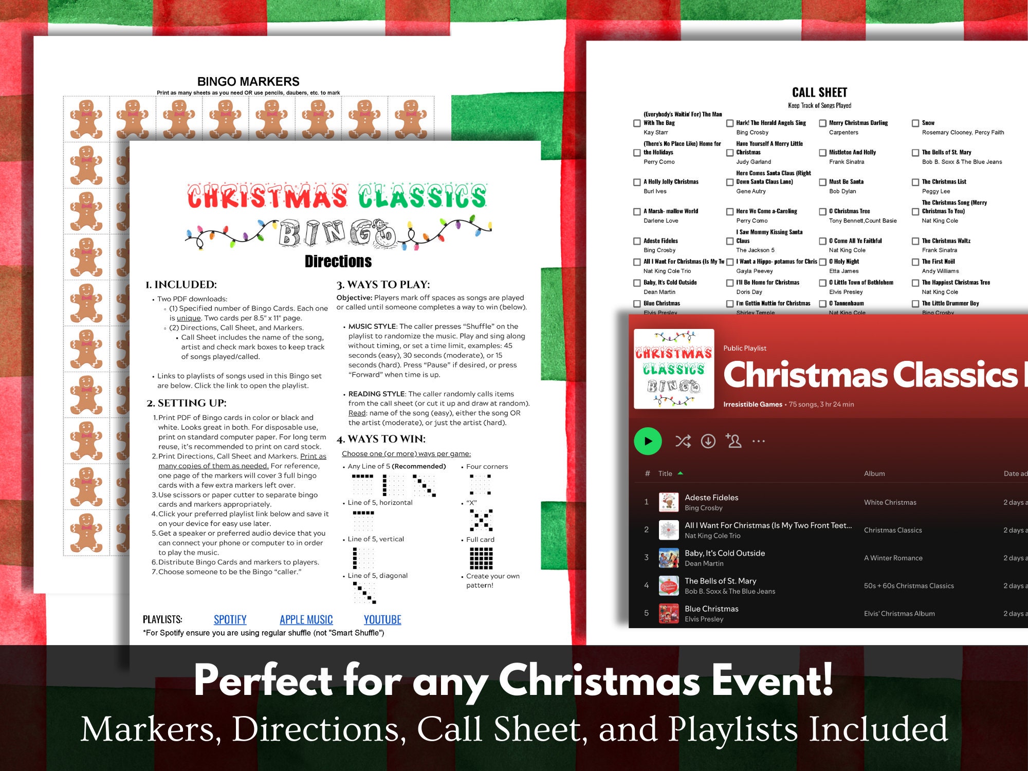 Music Bingo: Christmas Classics. Your Favorite Oldies Holiday Hits. 300 ...