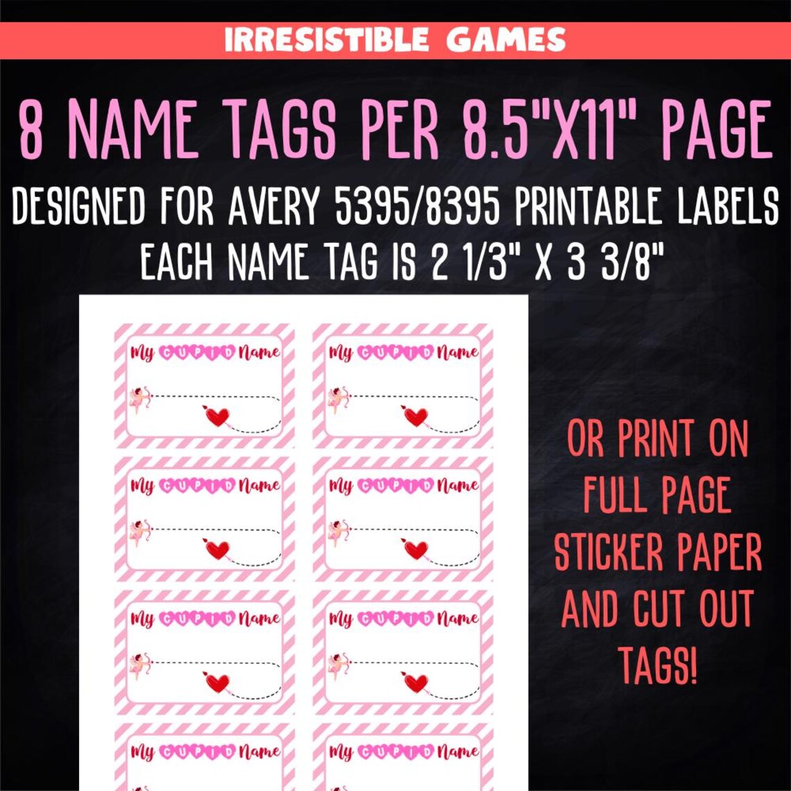 Valentine's What's Your Cupid Name Game + Name Tags | Galentine's Name ...