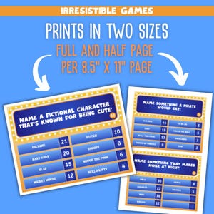 Friendly Feud Party Game | Printable Family and Friends Trivia Game ...