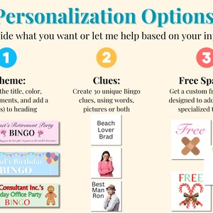 100 Custom Bingo Cards. Personalized With Photos and 30 Bingo Clues of ...