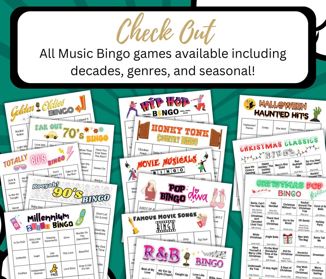 Music Bingo: Golden Oldies Bingo. 50's and 60's Classic Songs. 50 Cards ...