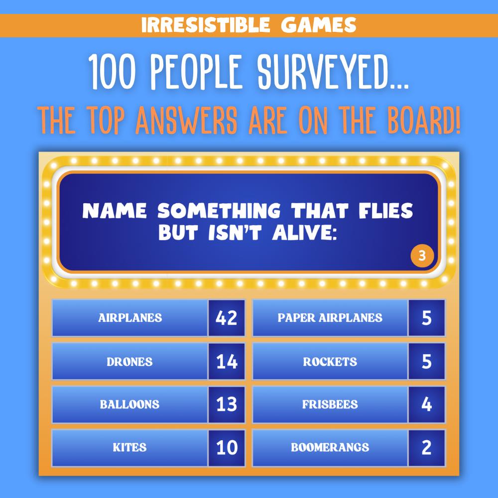 Friendly Feud Party Game | Printable Family and Friends Trivia Game ...