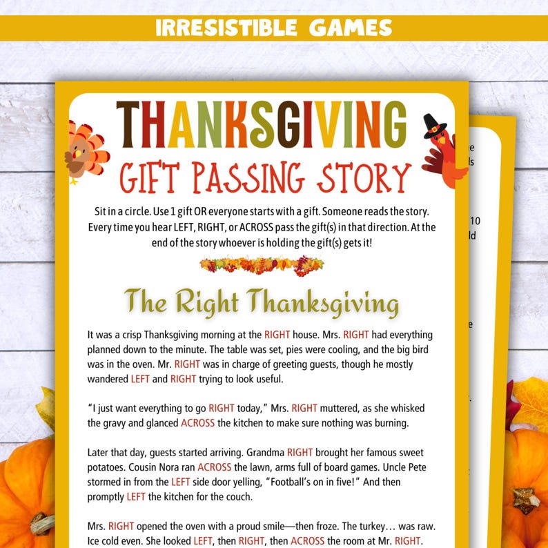 Thanksgiving Gift Passing Story | Thanksgiving Left Right Game | Autumn ...