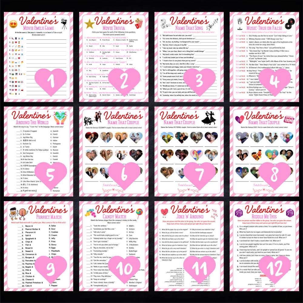Valentine's Game Bundle for Kids and Adults | Family Valentine's Trivia ...