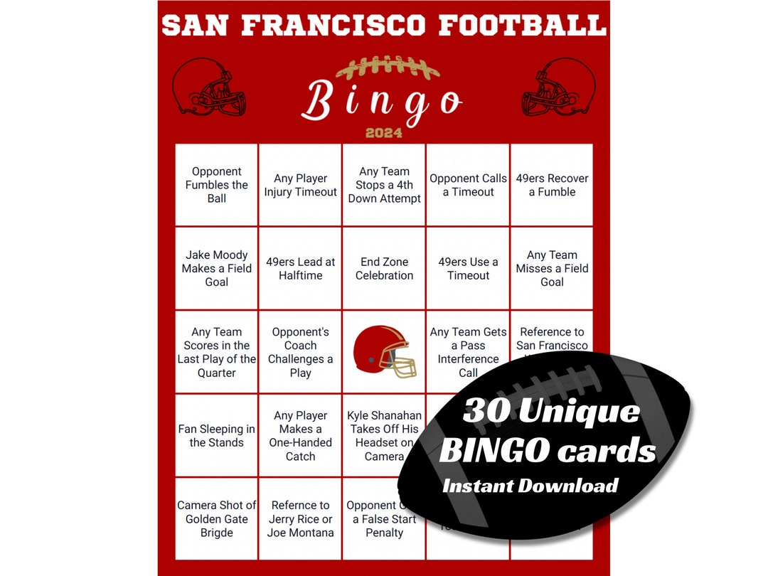 San Francisco Football Bingo | Go 49ers | 30 Unique Cards | Instant ...