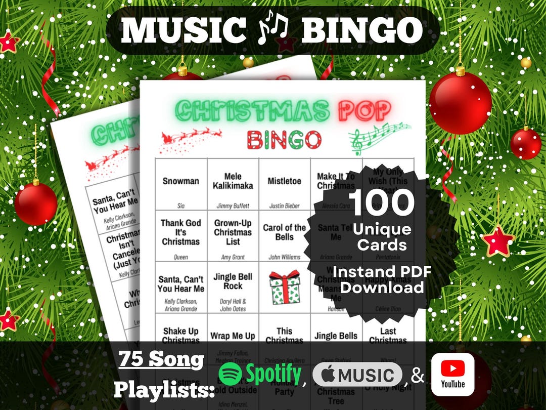 Music Bingo: Christmas Pop. Your Favorite Current Holiday Hits. 100 ...