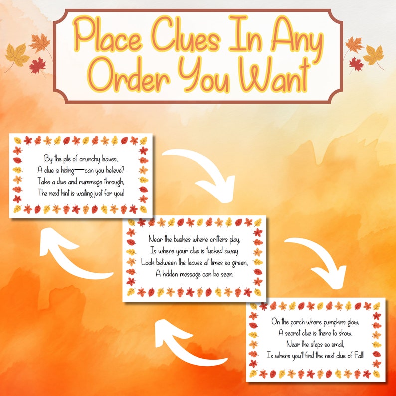 Outdoor Fall Kids Scavenger Hunt. 12 Clues Included With This Festive ...