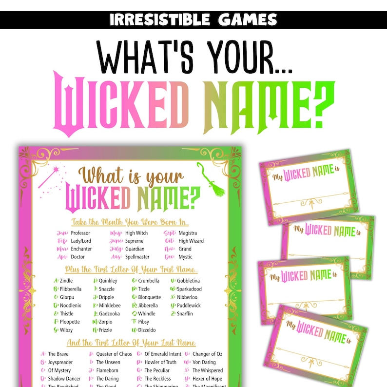 What's Your Wicked Name Game and Name Tags | Wicked Name Generator ...