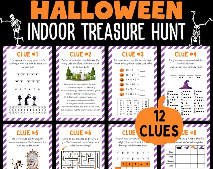 Indoor Halloween Kids Scavenger Hunt. 12 Clues Included With This ...