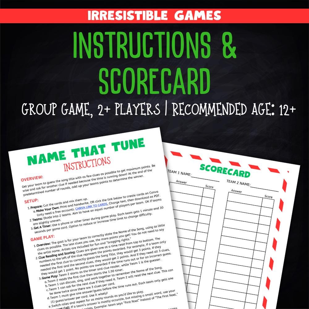 Christmas Name That Tune Game, Perfect for Family Christmas Games and ...