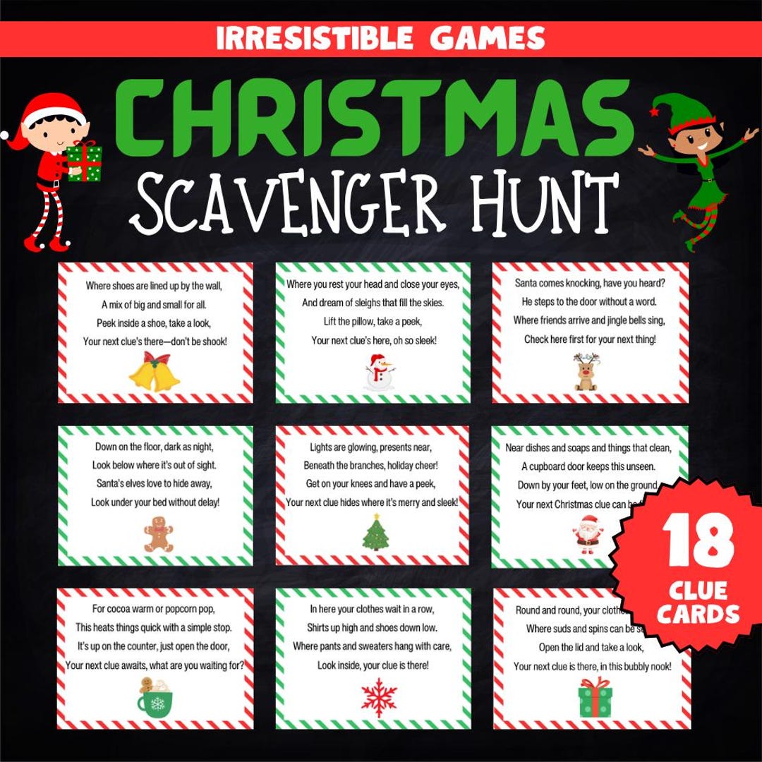 Christmas Scavenger Hunt | Indoor Kids Treasure Hunt | Kids Christmas ...
