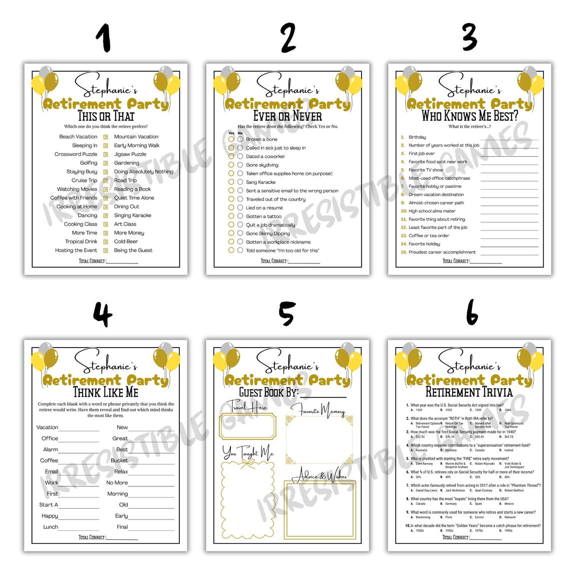 Editable Retirement Game Bundle | Printable Retirement Party Games ...