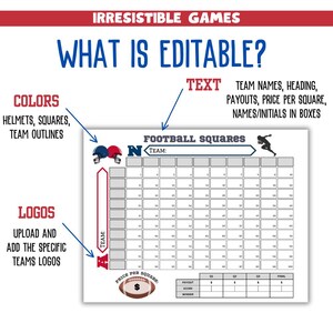 Football Squares Editable Template, 100 Super Big Game Squares ...