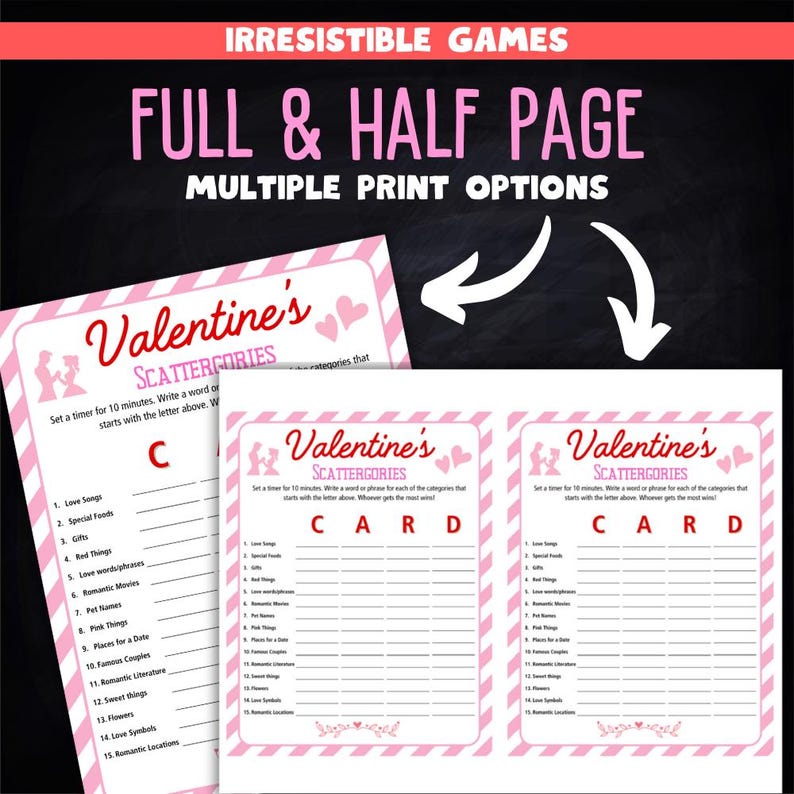 Valentine's Scattergories Games | Galentine's Word Games | Valentine's ...