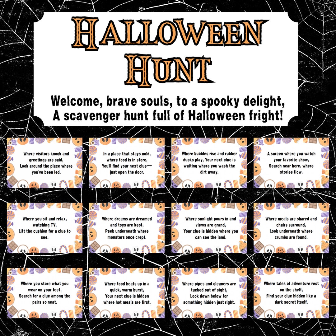 Indoor Halloween Kids Scavenger Hunt. 12 Clues Included With This ...