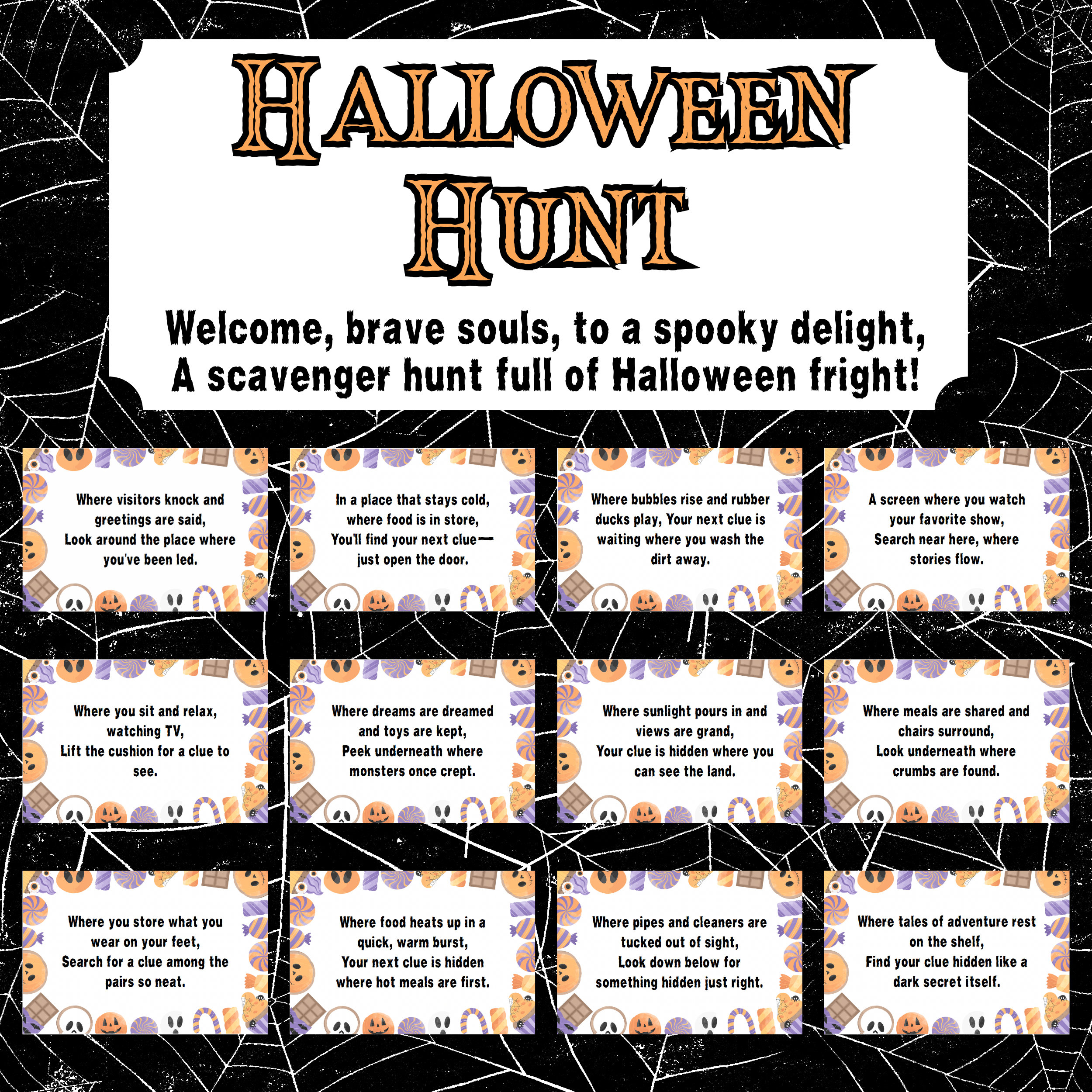 Indoor Halloween Kids Scavenger Hunt. 12 Clues Included With This ...