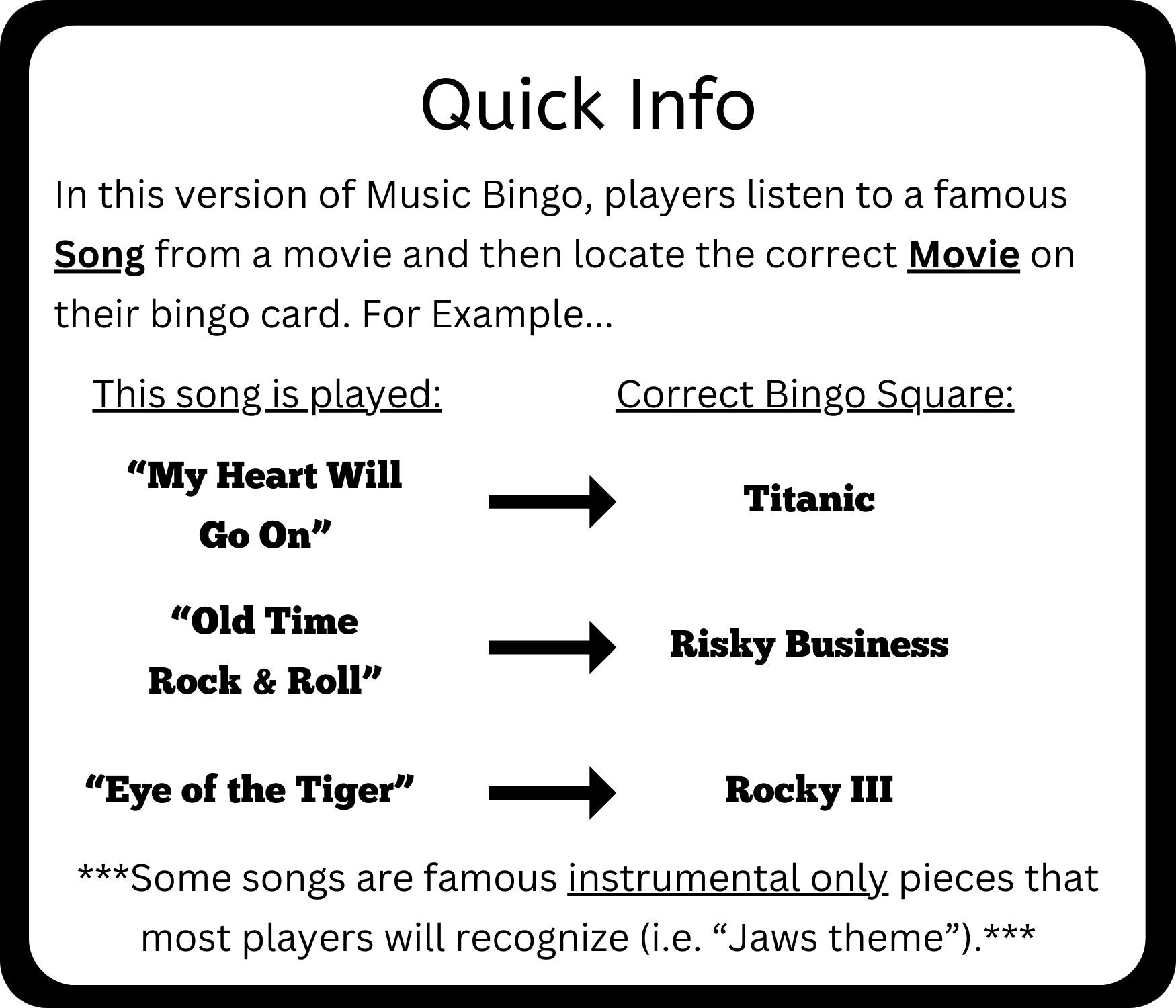 Music Bingo: Famous Movie Songs (movie Bingo, 300 Card Set, Instant PDF ...