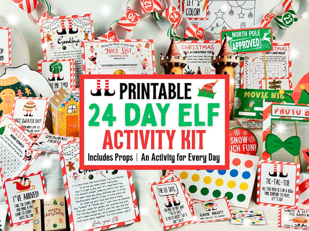 Printable Elf Kit 24 Days Bundle | Christmas Elf Props Kit | Christmas ...