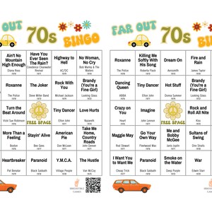 70s Songs Music Bingo. 50 Card Set. Instant PDF Download. Spotify ...