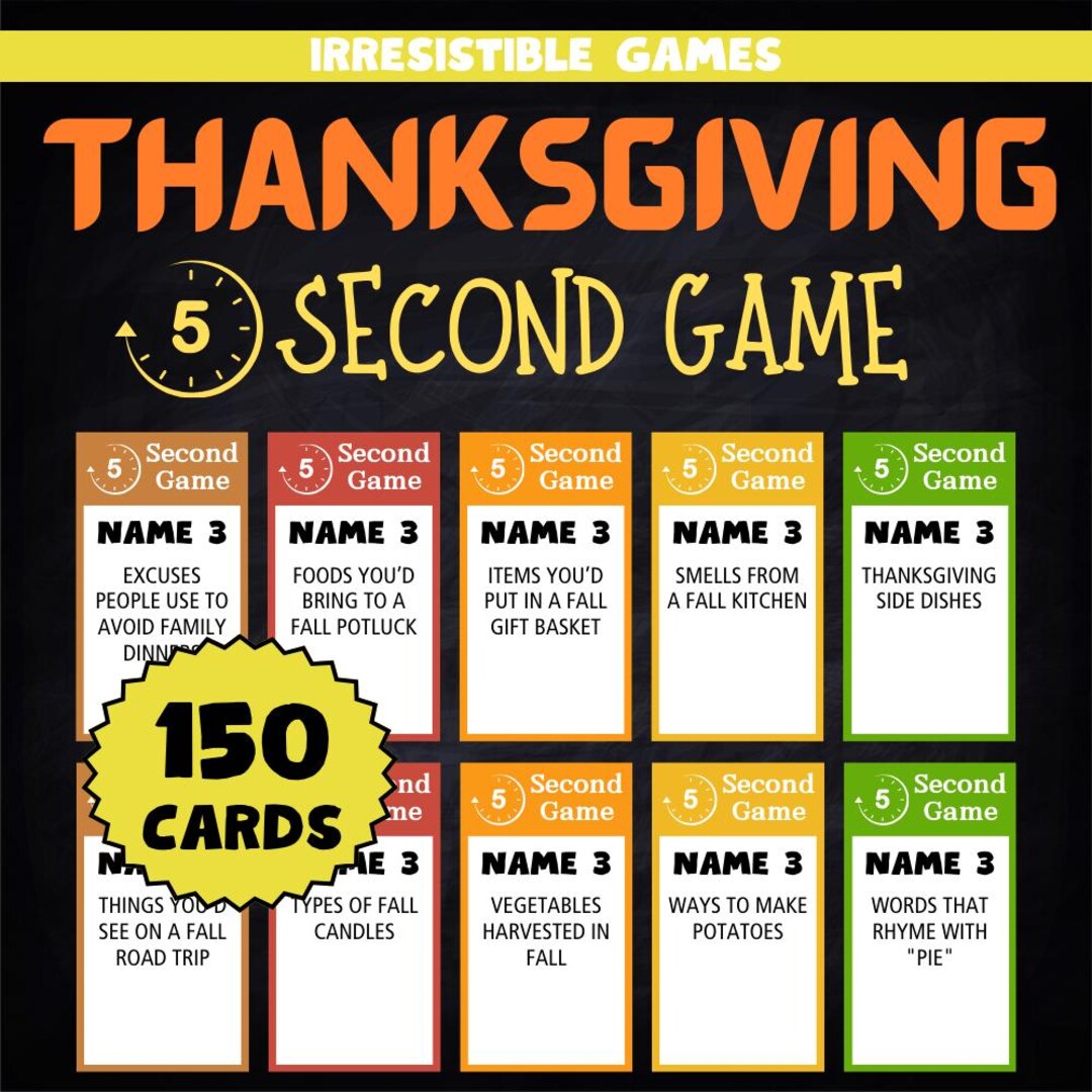 Thanksgiving 5 Second Game | Thanksgiving Activity for Kids and Adults ...