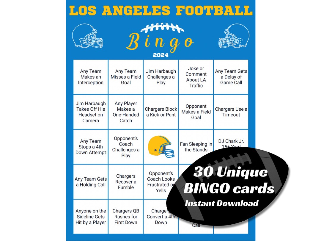 2024 Los Angeles Bingo | 30 Unique Cards | Instant Download | Live ...