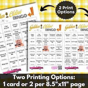Music Bingo: Golden Oldies Bingo. 50's and 60's Classic Songs. 50 Cards ...