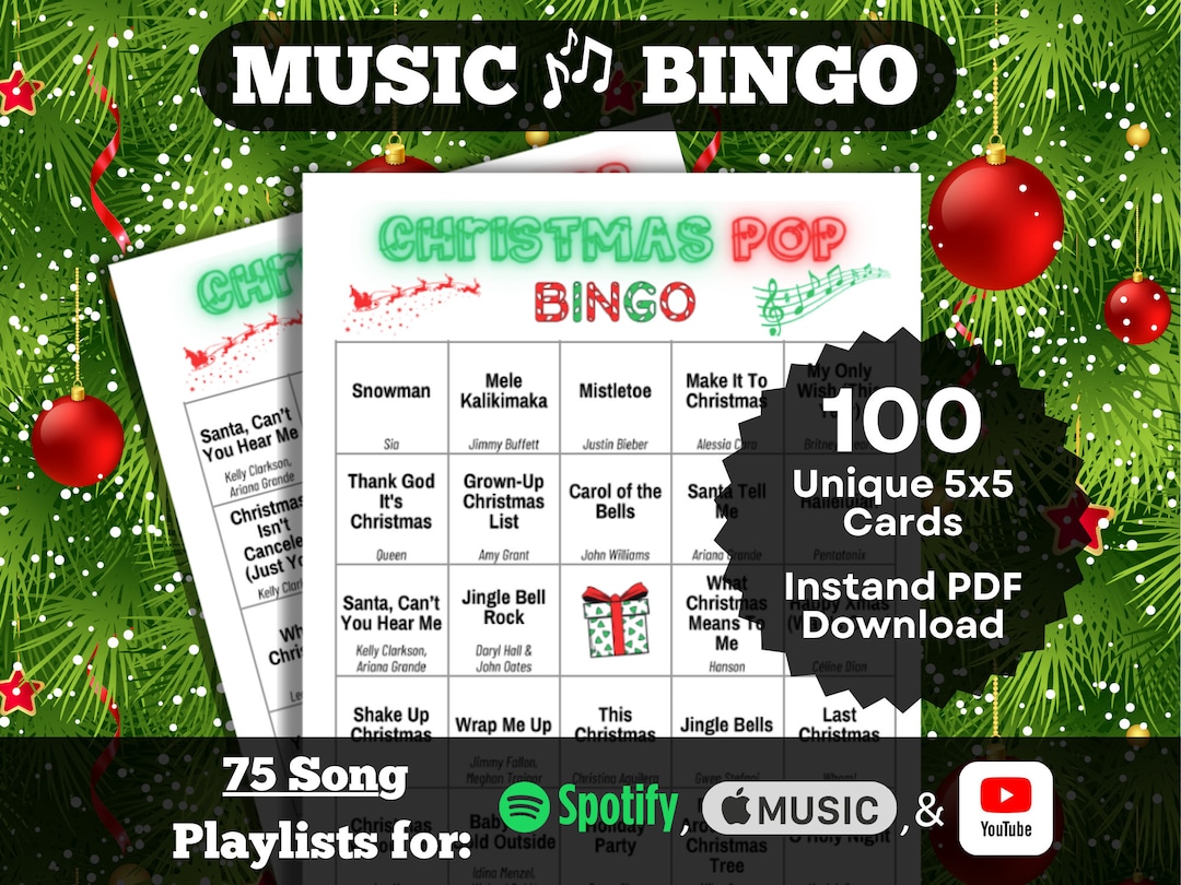 Music Bingo: Christmas Pop. Your Favorite Current Holiday Hits. 100 ...